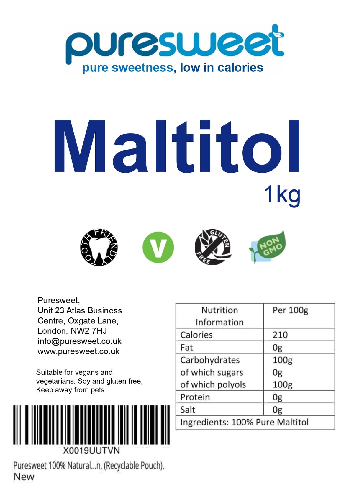Puresweet® Natural Maltitol 1kg | Puresweet Sweetener