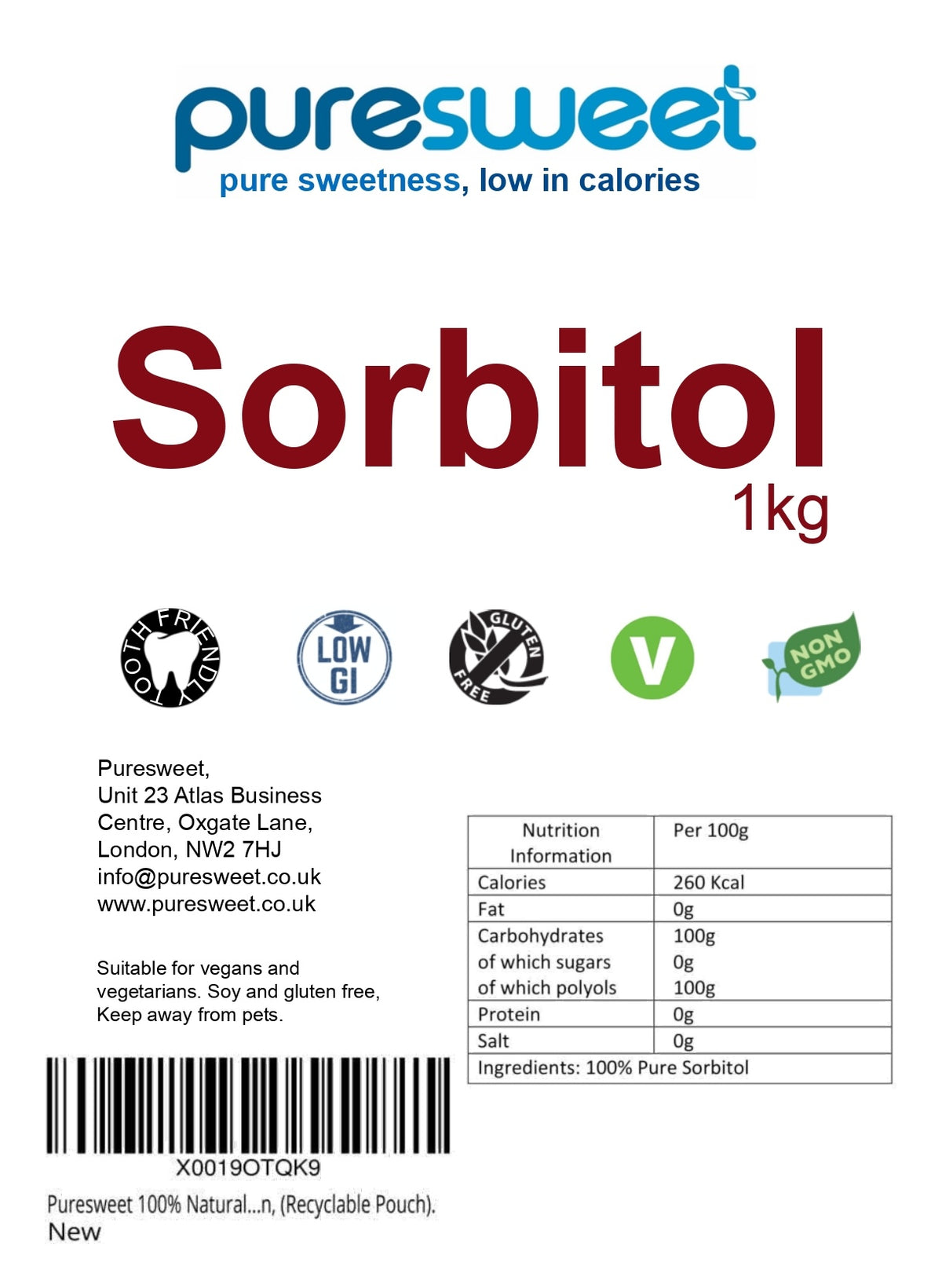Puresweet® Sorbitol 1kg | Puresweet Sweetener